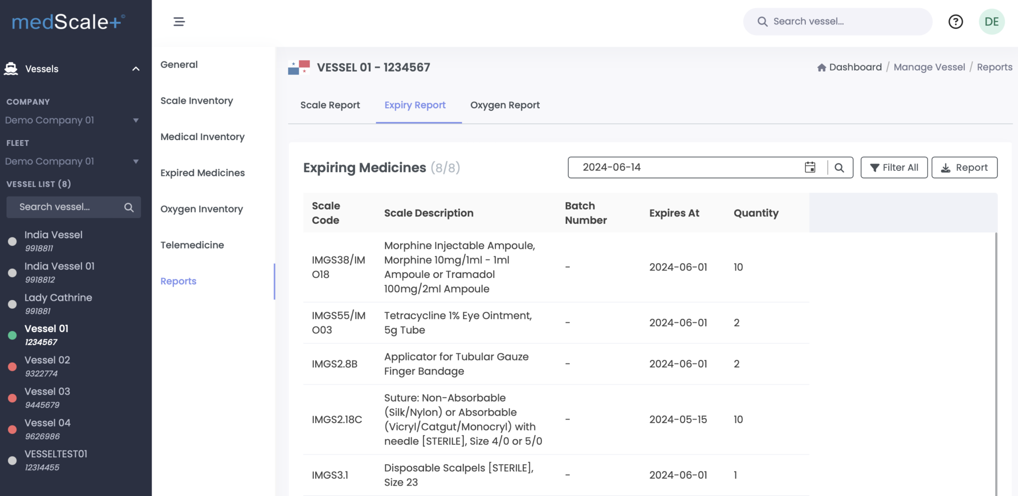How To View The Vessel's Expiry Report - medScale+ | Your Virtual ...